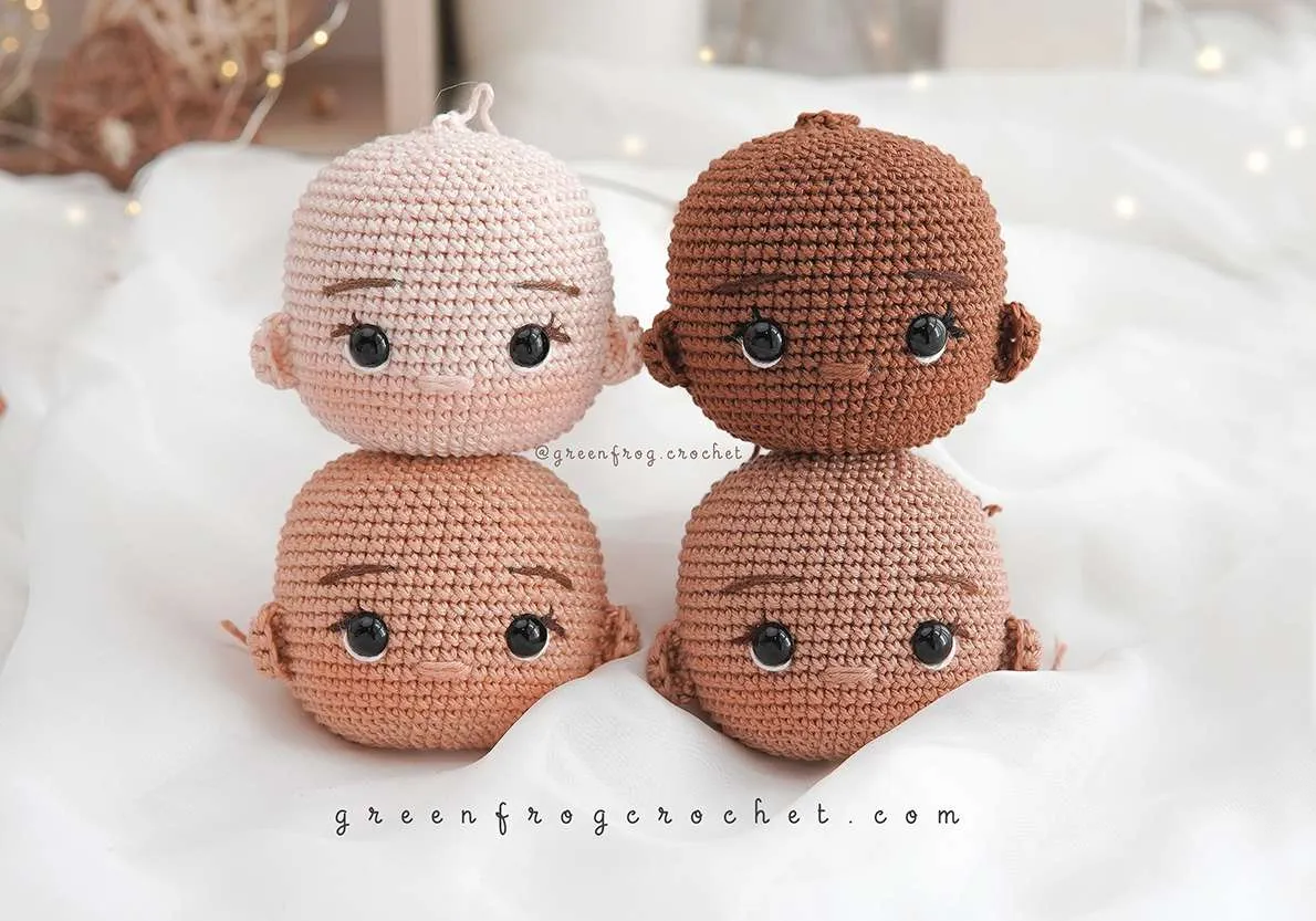 Cotton Skin Color Yarns for Crochet Doll - Green Frog